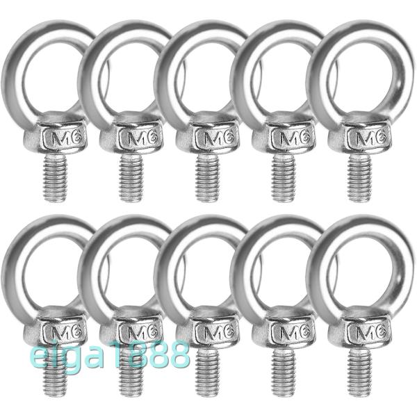 【仕様】サイズ:リング外径:26.5mm、リング内径:16mm、ネジ長さ:12mm、リング厚度:5.2mm;重さ:約20g;入り数:10個入り;型番:?6。【高品質な素材】このアイボルトは304ステンレス素材で製作されて、耐熱性、耐腐食性、...