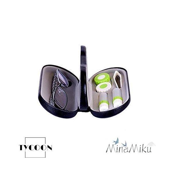 サイズ：16x7x5cm、コンパクトで持ち運び便利。ユニックなデザインで、メガネとコンタクト両方使えのメガネハードケース。コンタクトレンズ用の洗浄液瓶、ピンセット、鏡が付きて、大変便利です。1セットで多用途、コンタクトケース別に購入必要があ...