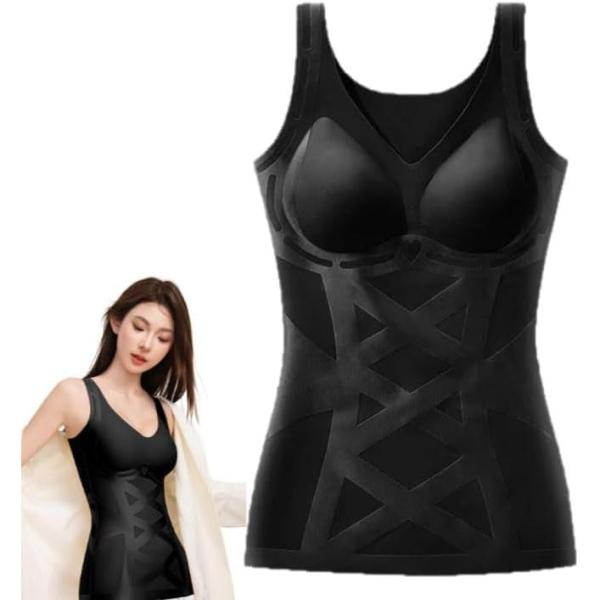 着るだけで理想のボディラインをサポート?：仕事中・家事・デートなど、あらゆるシーンで補正下着として着用可能。薄手素材でアウターに響かず、日常的に美しいシルエットをキープします。姿勢サポートでスマホ疲れも軽減?：たすき掛け着圧設計が、猫背や姿...