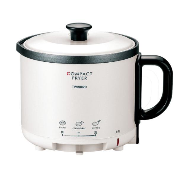 ポット型ボディを採用し、0.5Lの油で揚げ物できる「コンパクトフライヤー」。メニューに合わせて「低・中・高」の3段階で温度設定が可能。内鍋にフッ素樹脂加工を施したほか、マグネットプラグ式の電源コードを採用した。