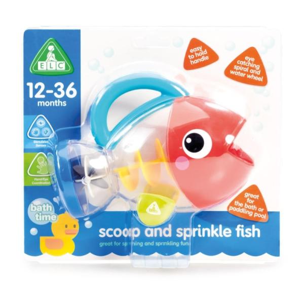 ELC社のバスタイム スクープ &amp; スプリンクル フィッシュ(Bath Time Scoop and Sprinkle Fish)は、お風呂嫌いのお子さまでもバスタイムが楽しみになるかわいい魚をモチーフにした1歳から遊べるバストイで...