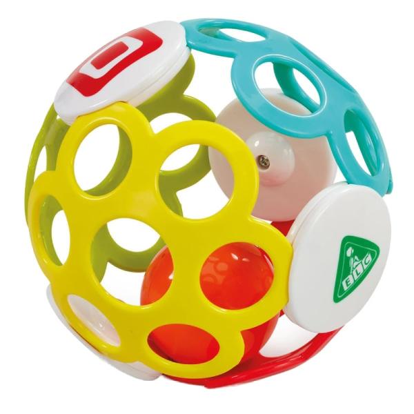 ELC社の「ベビープレイボール (Baby Play Ball)」は、カラフルなプラスチック製のボールで、転がすと中に入っているオレンジのボールがビーズの心地良い音を鳴らす、ラトルボールです。心地よい「音」で「聞く」感覚を、鮮やかな「色」で...