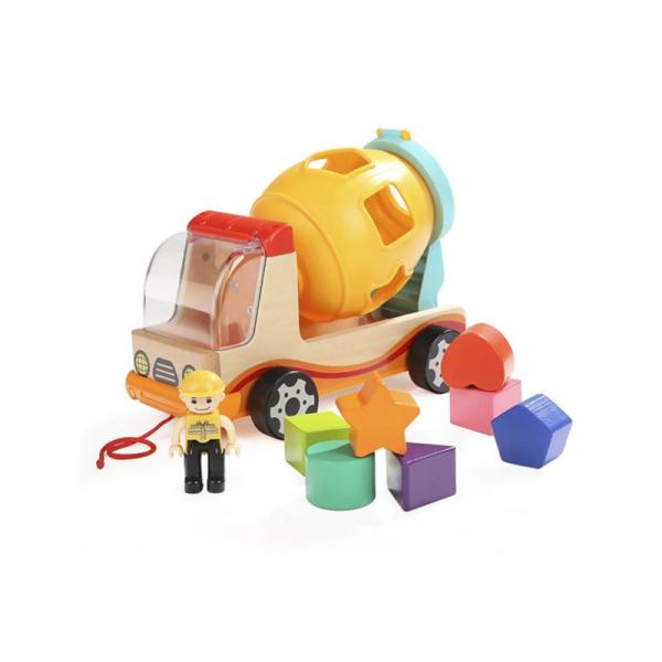木製ブロックで型はめ遊びをしたり、積み木のように積みあげたり、楽しく遊びながら手指の運動能力が身に付きます。あたたかみのある木製玩具で形・色の認識力や空間認識力を育みましょう。ミキサー車には、楽しい仕掛けがいっぱい！360度回転するタンクを...