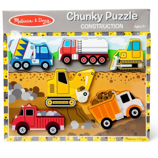 "Chunky Puzzle Construction"は、パズルボードに描かれたイラストと同じピースを見つけてはめ込む「型はめパズル」です。厚みが15mmもある分厚いパズルピースは、小さなお子さまでも持ちやすく、さらに立てれば木製のはたら...