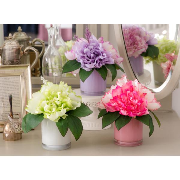 [サイズ] 　本体：幅18×奥行20×高さ21cm　※花の形状は商品ごとに異なります。　箱サイズ：16×16×19cm[重量] 約430g[材質] ポリエステル、ガラス、ABS樹脂[仕様]　電源：単三電池2本使用(別売)　LEDライト：3か...