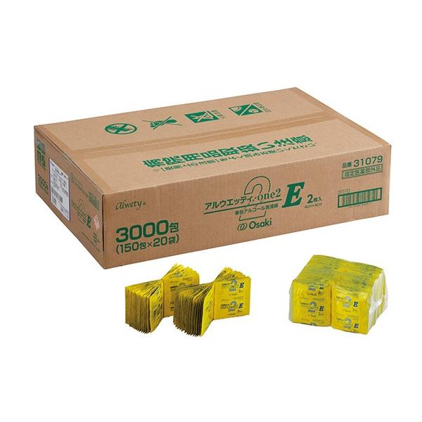 手指・皮膚の消毒に便利で衛生的な、脱脂綿タイプの単包エタノール80％含浸綿です。■商品仕様型番：one2-E 31079入数：1ケース（300包×10袋入）材質：綿100％サイズ：oneE／37×80mm（2折）、one2-E／40×40m...