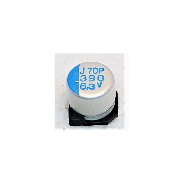 導電性高分子アルミ固体電解コンデンサ 6.3v 39μF 1個です。（表面実装タイプ）（ 6.3v 390uf）23時までのご注文で当日発送いたします（店休日を除く）発送作業は深夜に行っているため、午前中にご注文頂いたものも翌朝一便扱いでの...