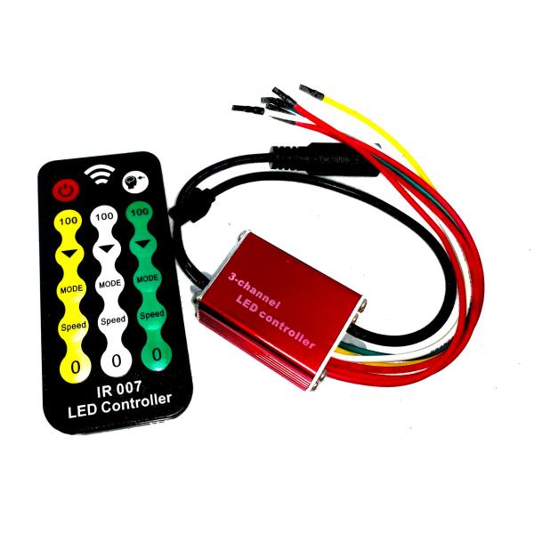 テープLEDコントローラーIR007 LED controller 3 Channel ワイヤレスリモコン付です。英語の説明書が付属します。【メーカースペック】Input Voltage : DC12VWorking Temperature...