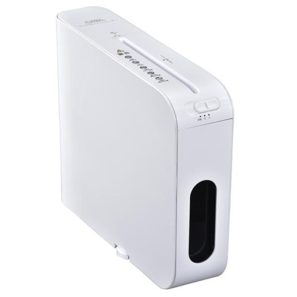 【 特 長 】● スタイリッシュなスリムデザインでどんなお部屋にもマッチします。● 作動音は約60dBの静音設計● 3×9mmのマイクロカットで個人情報の漏えいを防ぎます。● A4サイズ用紙を一度に5枚までカットできます。● ゴミ満杯検知機...