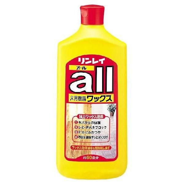 リンレイ　オールワックス　1L商品管理番号:4903339573114・クッションフロアやビニール床などの化学床、Pタイル、フローリング床などさまざまな床に使えるオールマイティタイプ。・塗り広げて乾かすだけ、からぶきも要らず、だれでもカンタ...
