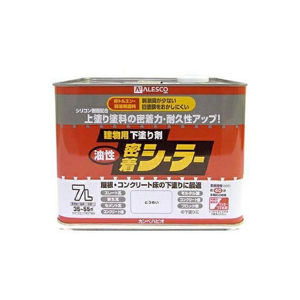 油性　密着　塗料　シーラー　7Ｌ　とうめい　（下塗り塗料） カンペハピオ　商品管理番号:4972910336806劣化してもろくなったコンクリート・セメント・モルタル面の素地を強化し、上塗り塗料との密着性を向上させます。