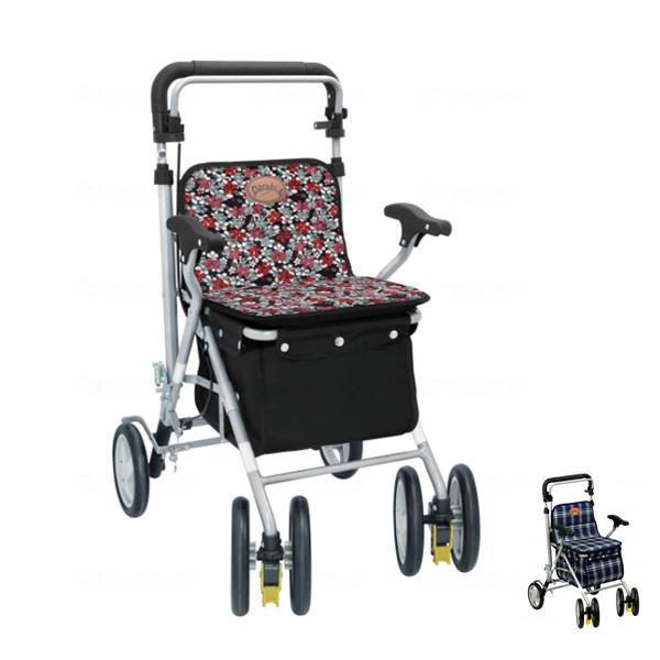 ●サイズ／　幅47.5×奥行61×高さ84〜96cm　折りたたみ時：幅47.5×奥行34×高さ77cm　座面：幅33×奥行28cm　座面高：約47.5cm　バッグサイズ：約幅32×高さ27×奥行21cm（外寸）●材質／　本体部／アルミパイプ...