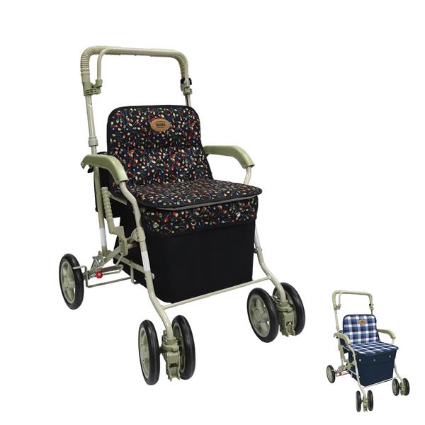 ●サイズ／　幅50×奥行66×高さ84〜93（4段階／約3cm）cm　折りたたみ時：奥行24×高さ82cm　座面：幅36×奥行29cm　座面高：約43cm●車輪サイズ／前輪14.5×後輪17.5cm●重さ／約7.5kg●材質／　フレーム：ス...
