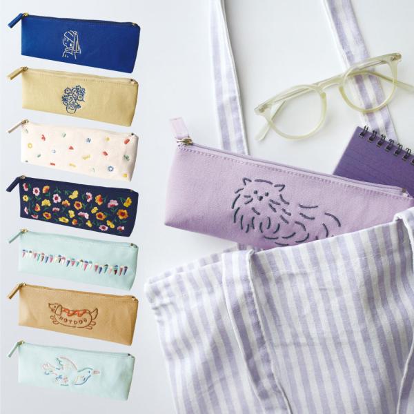 商品説明 帆布の生地に刺繍を施した、シンプルで使いやすい形のペンケース。マチがあるのでたくさん入れられます。内側は汚れに強いラミネートコーティング加工。かわいらしいものからシュールなものまで、さまざまなデザインを揃えました。関連カテゴリ ペ...
