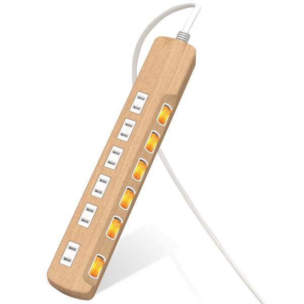 インテリアに馴染む木目調デザイン!パソコンやテレビなどの接続機器を誘導雷による雷サージから守る雷サージ吸収素子や、待機電力を節約する差込口毎のスイッチを搭載した6個口タップです。関連キーワード：エレコムダイレクトショップ エレコムダイレクト...