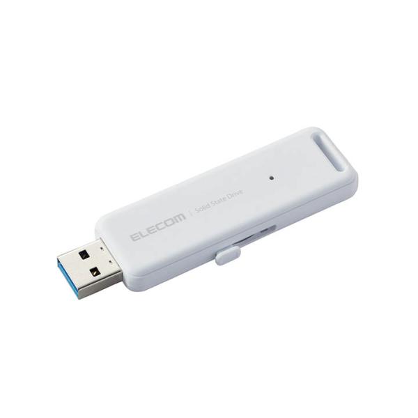 キャップレスでキャップを紛失する心配がなく、スムーズにスライド出来る機構にした、USB3.2(Gen2)外付けポータブルSSDです。USBメモリサイズの超小型で読み込み最大1000MB/sの高速データ転送を実現します。関連キーワード：エレコ...