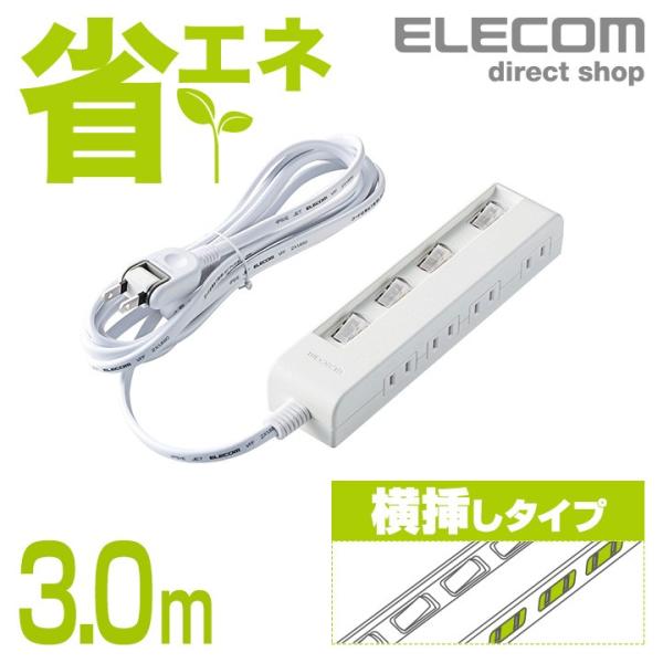 接続機器ごとにON/OFFでき、待機電力を個別に節約できる個別スイッチが付いた省エネタップです。関連キーワード：エレコムダイレクトショップ エレコムダイレクト エレコム elecom わけあり アウトレット 在庫処分 エレコムわけあり爆買