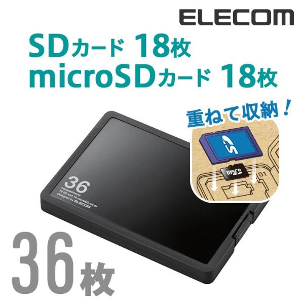 保存しているデータの確認に便利なインデックスカード付き。SDカードとmicroSDカードを重ねることでコンパクトに収納できるプラスチックタイプのSD/microSDカードケース。関連キーワード：エレコムダイレクトショップ エレコムダイレクト...