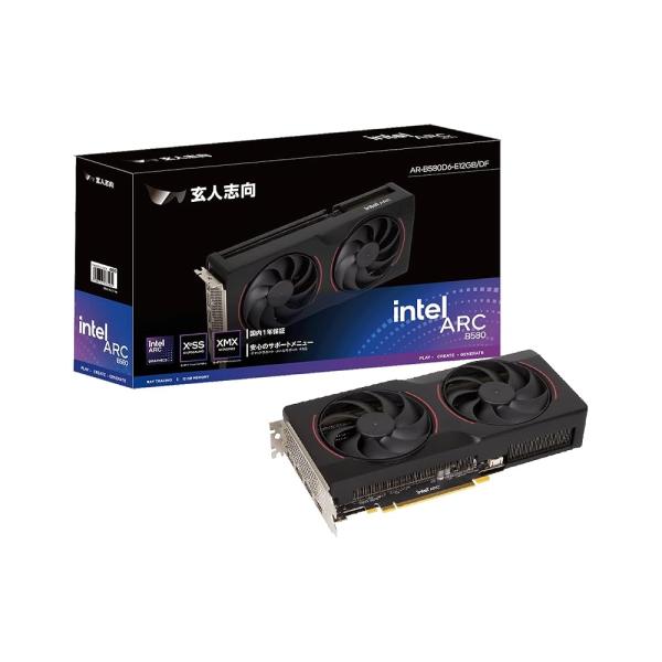 【型番】：AR-B580D6-E12GB/DF【GPU】：Intel Arc B580【コアクロック】：Boost：2670 MHz【メモリ容量】：12GB GDDR6【メモリバス幅】：256bit【メモリスピード】：19Gbps【出力端子...