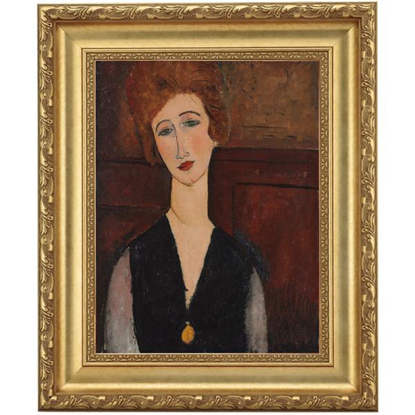 憂いをおびた目に、物想う女の内面を感じさせる。恋に生きた画家の深い人間洞察が現れた作品。原画：制作1917年〜1918年　所蔵：クリーブランド美術館●絵寸法：（約）長辺32×短辺25cm●額寸法：（約）長辺45.5×短辺38.5×4cm●重...