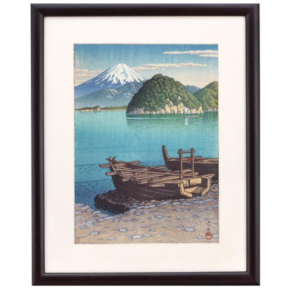 霊峰がそびえる西伊豆・三津浜海岸。鏡のような内海が爽やか。巨匠ならではの名所風景画。■ 川瀬巴水［略歴］明治16年（1883）、東京市芝区（現港区新橋五丁目）生まれ。25歳の時に鏑木清方の門をたたく。最初は年齢を理由に入門を断られたが、再度...