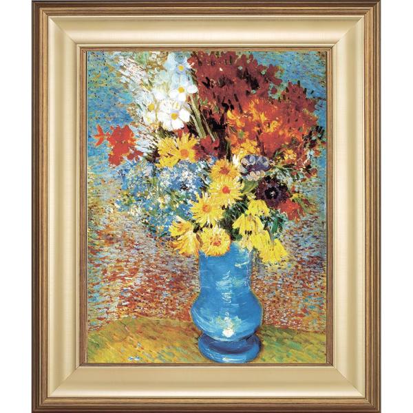 アンティーク調金色高級額縁入り3号寸法（約）絵：27.7×21.7cm額：38.5×32.5×2.5cmアートの友社 立体複製名画 ゴッホ「青い花瓶の花」（3号）36048ゴッホ 絵画 インテリア 玄関 額縁 壁掛け 大きい おしゃれ 美術...