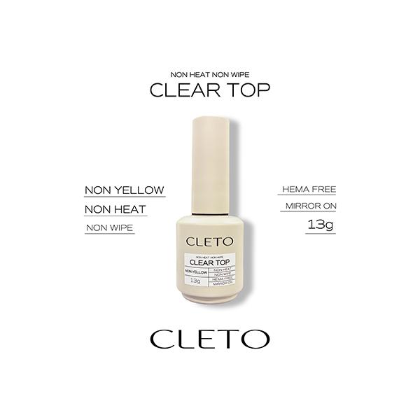 CLETO クレト ノンヒートノンワイプクリアトップ 13g ネイル トップコート ツヤ パウダーネイル 透明 フォルム形成 拭き取り不要 ソフトジェル ソークオフタイプ ネイルアート ミラーネイル ジェルネイル セルフネイル 硬化熱軽減 ...