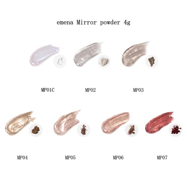 エメナ emena Mirror powder 4g 【7種類からご選択】 MP01C-MP07 ミラーパウダー ミラーネイル 微粒子パウダー 擦るだけ簡単 輝き 鏡のような光沢感 ジェルネイル ネイルアート ネイルデザイン セルフネイル ...