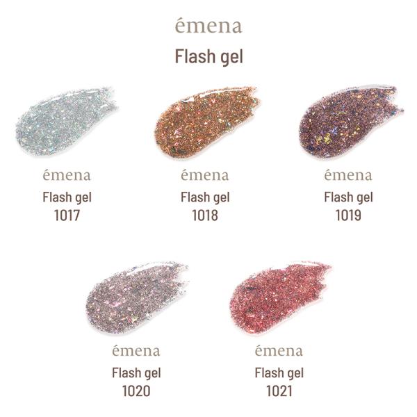 エメナ emena Flash gel 8g 【5種類からご選択】 1017-1021 フラッシュジェルシリーズ グリッター ラメ つやつや キラキラ カラージェル ソフトジェル ソークオフ ジェルネイル ネイルアート セルフネイル グレー...