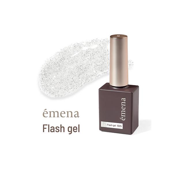 エメナ emena Flash gel 1025 8g フラッシュジェルシリーズ グリッター ラメ つやつや キラキラ カラージェル ソフトジェル ソークオフ ジェルネイル ネイルアート セルフネイル シルバー ゴールド シャンパン 新品 ...