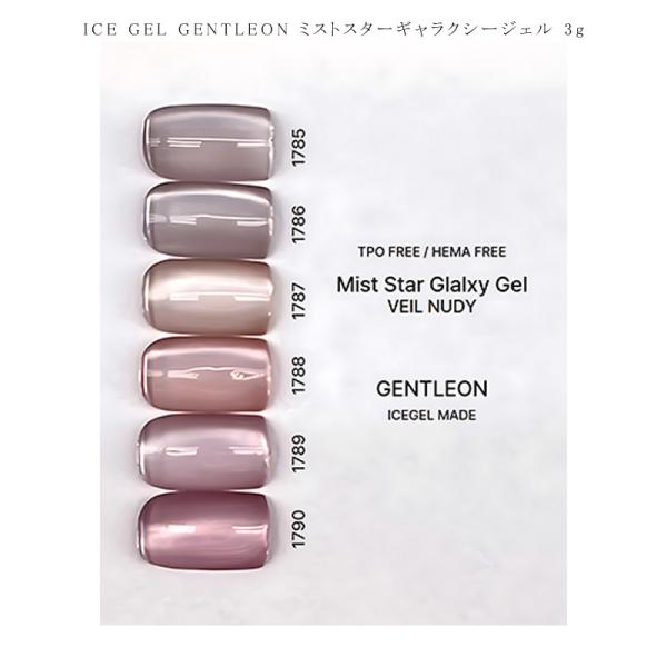 ICE GEL GENTLEON ミストスターギャラクシージェル 3g 【6色よりご選択】 1785-1790 ジェルネイル セルフネイル ソフトジェル ソークオフ シアー グリッター ネイルカラー カラージェル マグネット粒子 ヴェールヌ...