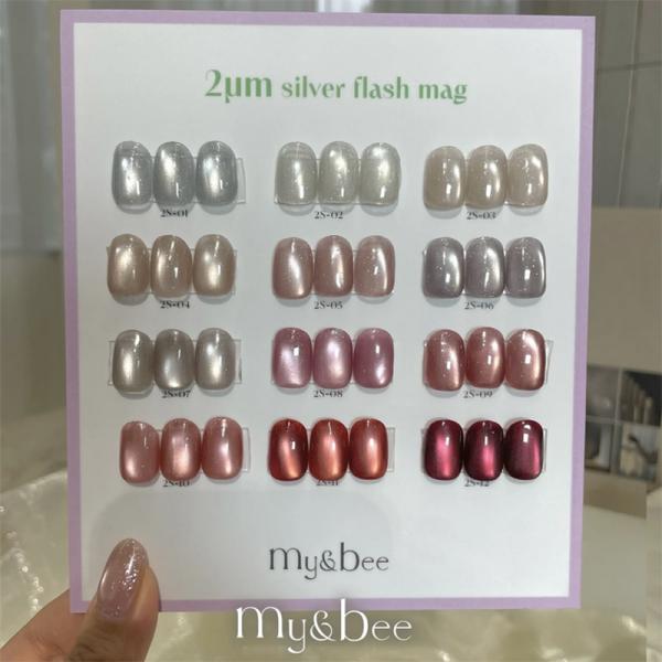 マイビー my&amp;bee 2μmシルバーフラッシュマグ 8ml 【12色からご選択】 2S-01から2S-12 ジェルネイル マグネットネイル 磁石 フラッシュネイル ラメ グリッター シルバーマグ ネイルアート ネイルデザイン ソフ...
