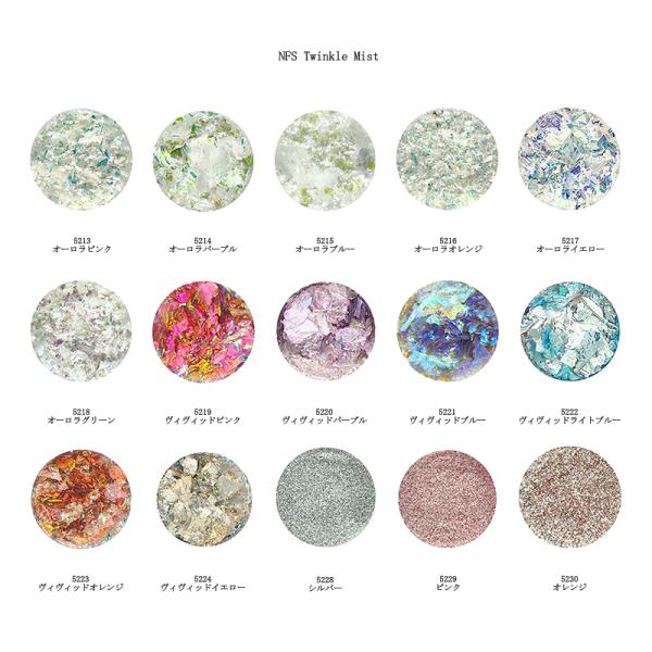 NFS Twinkle Mist フレークパウダー ミックスグリッター 【15色からご選択】 オーロラフィルム グラデーション ラメ フレーク キラキラアート トゥインクルミスト ジェルネイル ネイルアート デザイン セルフネイル ネイルサ...