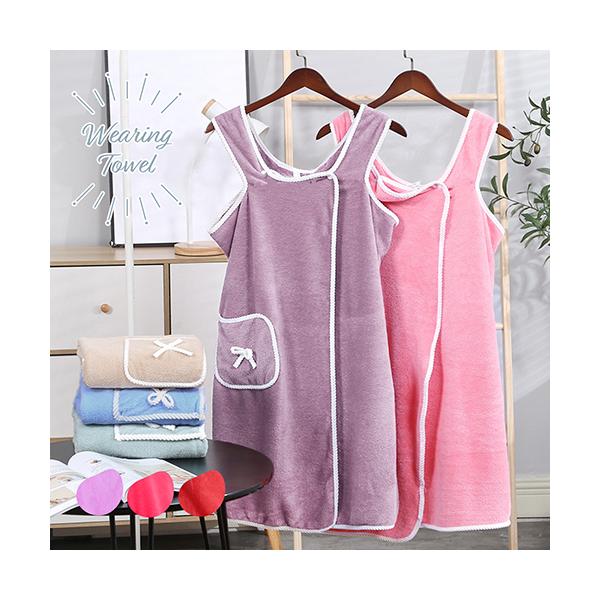 【 nome ノーム 】 着るバスローブ タオルワンピース ポケット付き 【8色よりご選択】 スマホ入れ ボディケア リボン フリーサイズ ルームウェア ブランケット レディース 部屋着 バス用品 大人女子 くつろぎ 吸水性 お風呂上り サ...