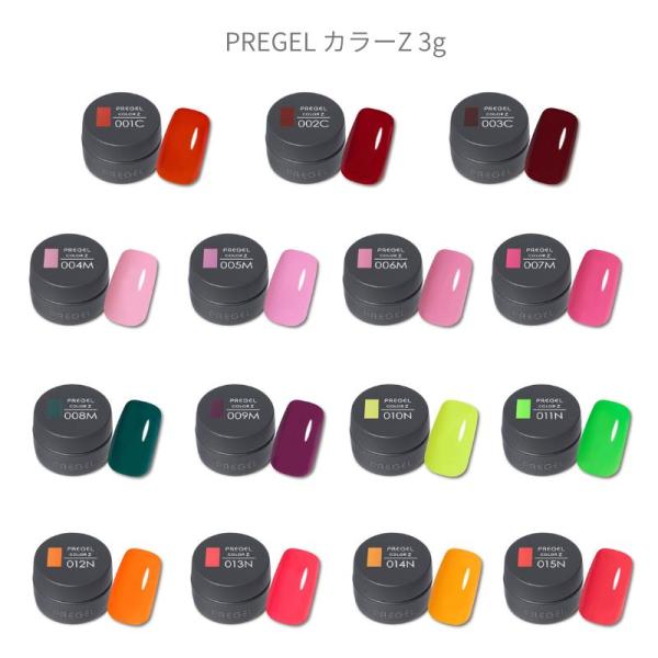 プリジェル PREGEL カラーZ 3g 【15色からご選択】 PZ-001CからPZ-003C PZ-004MからPZ-009M PZ-010NからPZ-015N ジェルネイル カラージェル クリア マット ネオン 蛍光 透明感 ソフトジ...