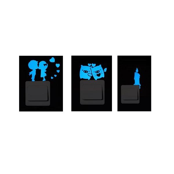 スイッチステッカー ウォールステッカー 青色発光ステッカー 夜間でも電気のスイッチの場所がわかる シール 防水 シールステッカー キス kiss 蝋燭 ロウソク ブタ ステッカー デカール ビニール 新品 送料無料