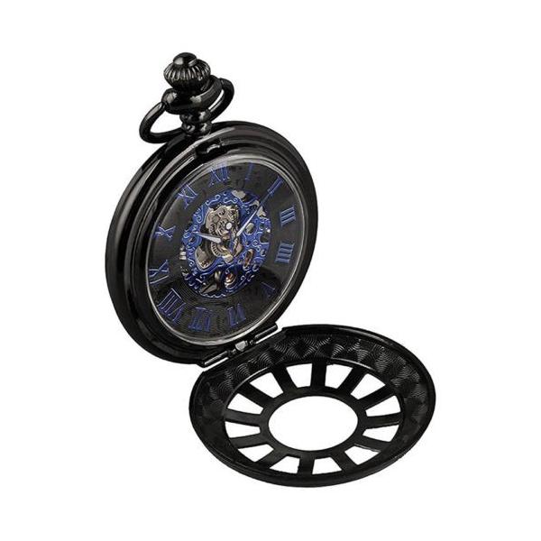懐中時計 手巻き式 ブルーダイヤル 懐中時計 アナログ時計 ローマ数字 手巻き懐中時計 新品 送料無料