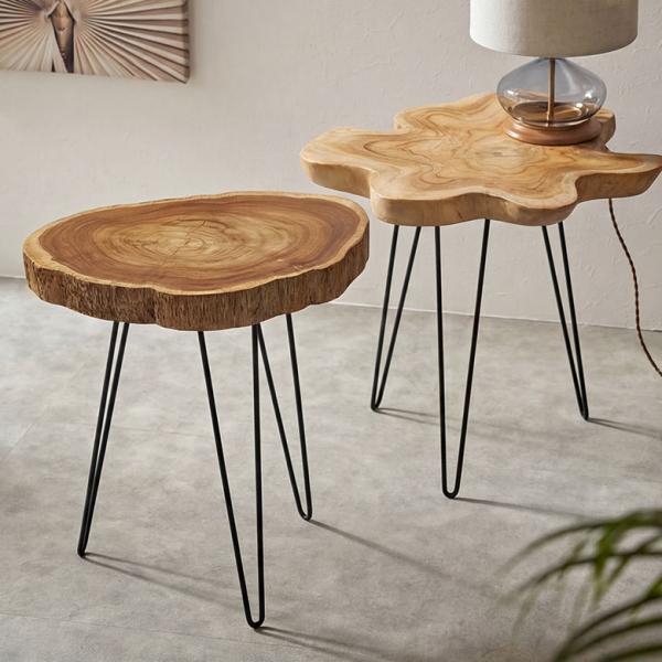 ■サイズ(cm)約 W 45 × D 45 × H 50天板の厚み：約 5※多少サイズは前後します。■重量約 6kg※形状に個体差のある商品の為目安となります。■素材チークウッド・アイアン■生産国インドネシア■備考/お手入れ・乾いた布で乾拭...