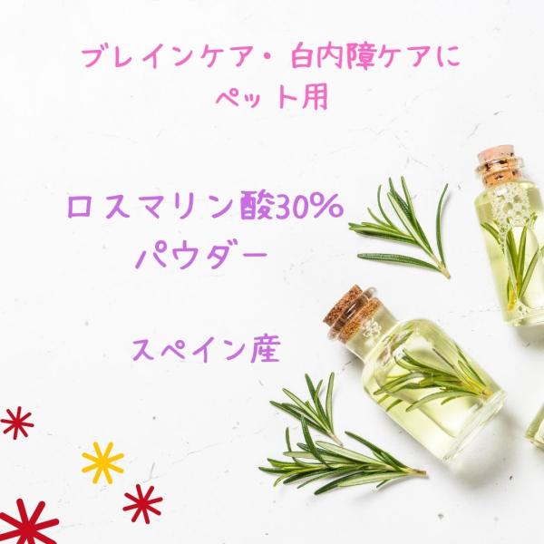近年海外では注目されつつあるロスマリン酸ローズマリーの精油はペットさんには使えませんがこの製品は製造工程が全く違い精油成分を除去しています