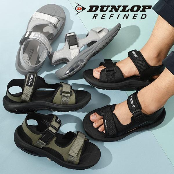 DUNLOPREFINED ダンロップ リファインド スポーツサンダル DSM401  紳士・男性用軽くて快適な履き心地のスポーツサンダルシリーズです。甲部分と足首部分のバンドで足を固定でき、足首部分のバンドはワンタッチで着脱可能なバックル...