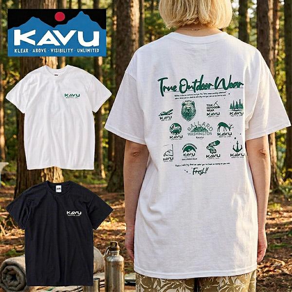 KAVU カブー メンズ イベントTシャツ　19822470毎シーズン展開しているハンドプリントのシリーズですが、国内で1点1点手刷りで作成されています。 プリントに使用するインクもUSAから取り寄せたものを使用しています。 バックプリント...