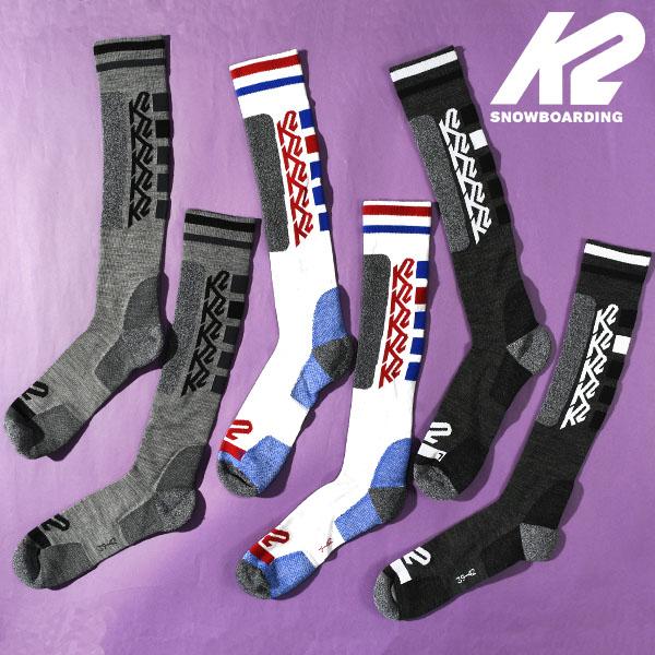 K2（ケーツー） CHAIN LOGO SOCK 紳士 婦人 ソックス保温性のあるロングソックス。抜群の履き心地を提供してくれます。パッド入りのフットベッドとすね、パフォーマンスフィット素材：46% ポリアミド、20% アクリル、20% メ...
