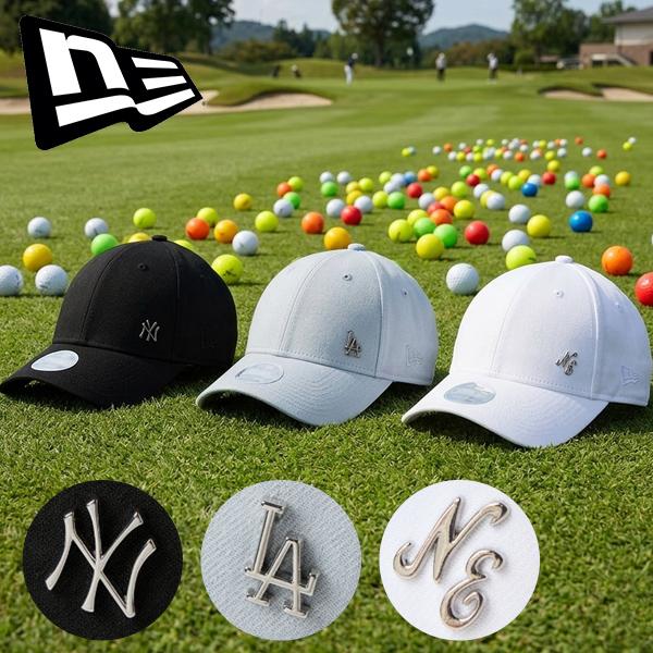 NEW ERA ニューエラ 9FORTY Mini Metal Logoキャップ CAP 帽子 レディース 女性フロント左下にあしらわれたミニサイズのメタルロゴが、上品で控えめな輝きを演出。ストレッチ性のあるポリエステル素材を採用し、ゴルフ...