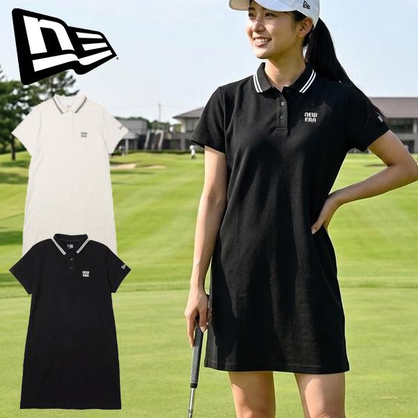 NEW ERA ニューエラ S/S Polo One-Pieceゴルフウエア 半袖 ポロシャツ ワンピース Tシャツ レディース 女性1枚でスタイルが完成する、コットン素材のポロワンピース。通気性が高く、肌触りの良い鹿の子編み生地を使用。U...