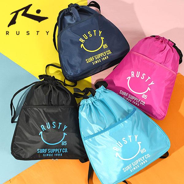 RUSTY ラスティ ナップサック 男の子・女の子・子供用大きな収納口で荷物の出し入れもしやすいナップサック。手提げとしても使える便利な持ち手付き。スイミングスクールや学校での水泳・プールの授業、海水浴やビーチなどのレジャー、普段使いにもぴ...