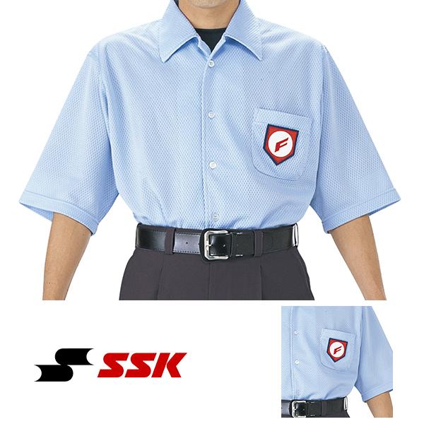 エスエスケイ（SSK）審判用半袖メッシュシャツ 紳士・男性用インサイドプロテクター対応。日本高野連指定仕様の審判用ウェアです。商品にマークはついておりません。・ポリエステル100％・日本製審判服 野球シャツ 野球ウェア 野球ウエア 半袖シャ...