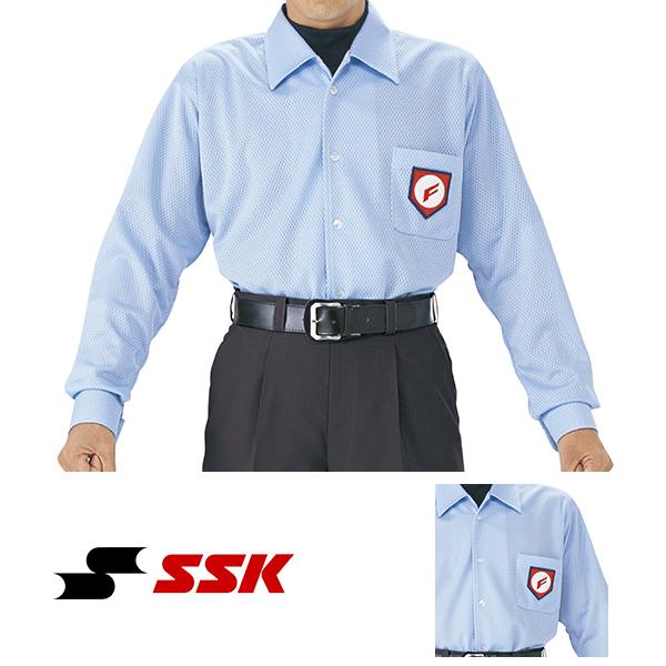 エスエスケイ（SSK）審判用長袖メッシュシャツ 紳士・男性用日本高野連指定仕様の審判用長袖ウェアです。インサイドプロテクター対応。※商品にマークはついておりません。審判服 野球シャツ 野球ウェア 野球ウエア 半袖シャツ メッシュ スポーツウ...