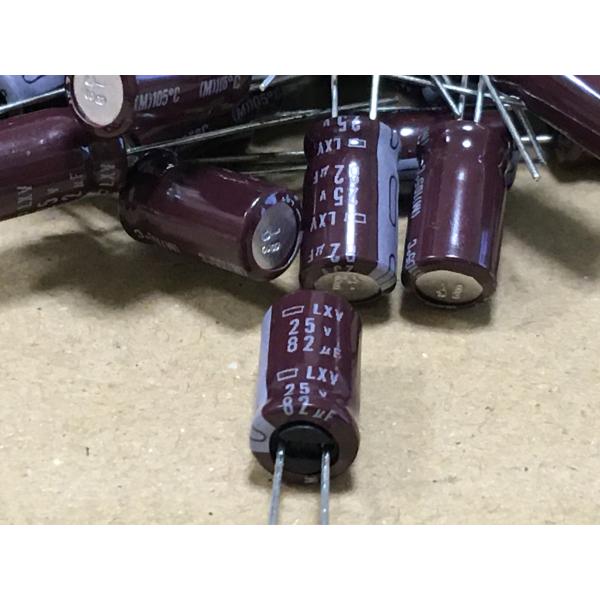日本ケミコンアルミ電解コンデンサELXV250ELL820MFB5D　1個　ROHS25v　82μF　6.3×11.5　D　×　L静電容量許容差　-20〜20%(M) / 20℃, 120Hz定格リプル電流　255mArms / 105℃ ...