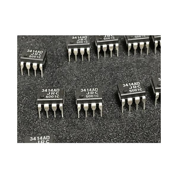 JRC　新日本無線2回路入り高出力オペアンプNJM3414AD　1個DIP8単電源動作動作電源電圧 (+3V〜+15V)高出力電流 (70mA typ.)スルーレート (1.0V/μs typ.)