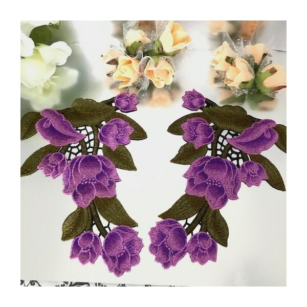 パープルカラーのバラのモチーフになります。ワンピース、新体操、社交ダンス、バトントワリング、レオタード、ベリーダンス、フィギュアスケート、バレエ衣装、ドレス、服飾、ステージ衣装、舞台衣装、ハンドメイド材料などにお使いいただけます。サイズ：H...